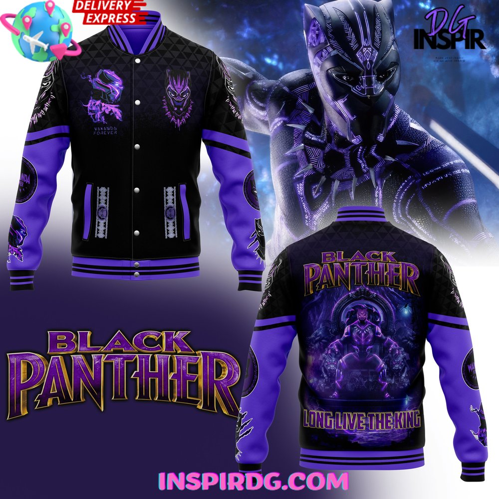 Black Panther Long Live The King Baseball Jacket - InspirDG