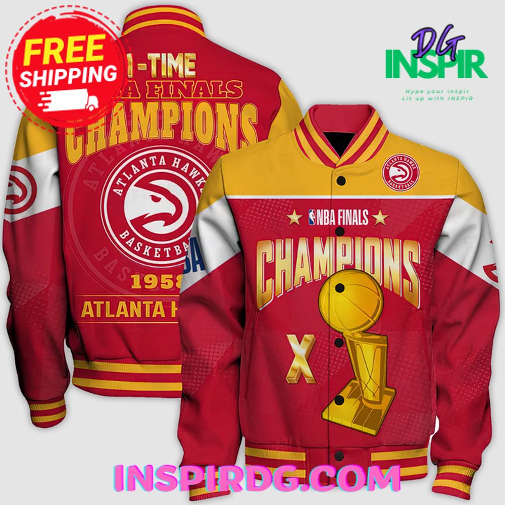 Atlanta Hawks Champions Print Varsity Jacket - InspirDG