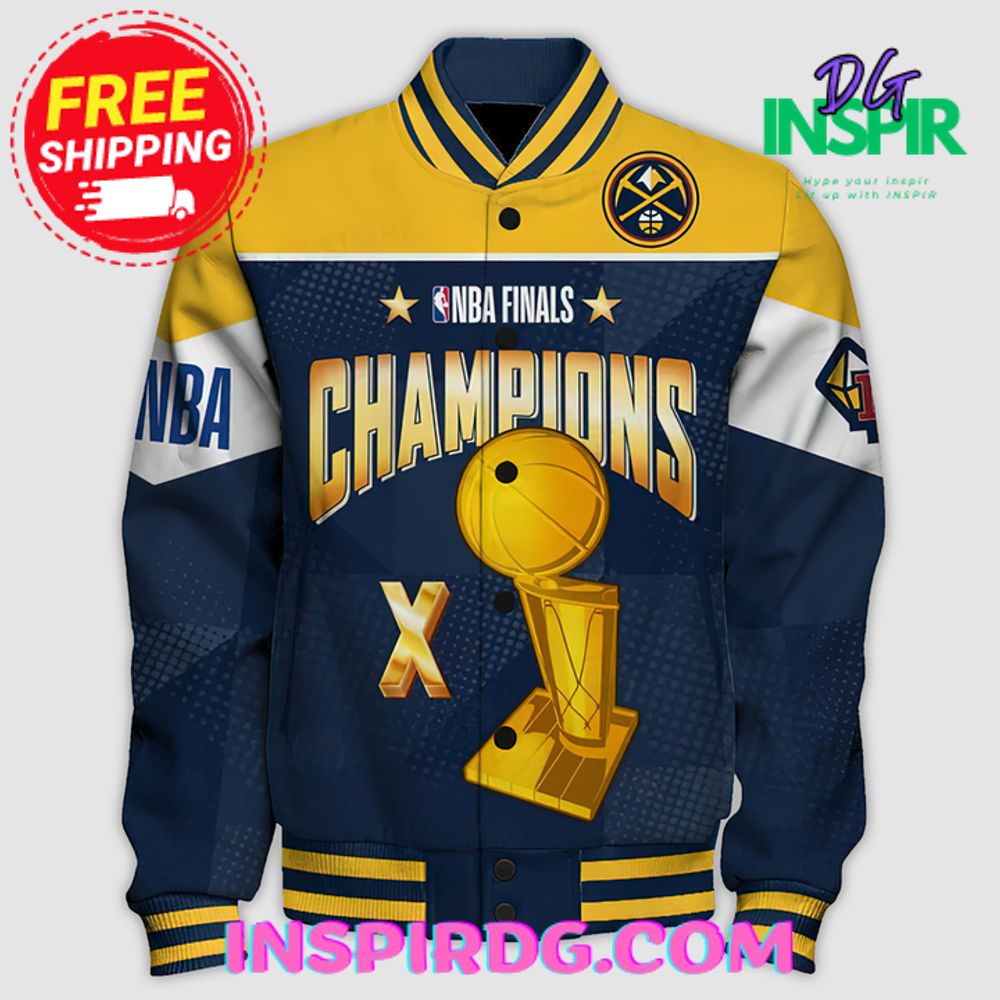 Denver Nuggets Champions Print Varsity Jacket - InspirDG Denver Nuggets Champions Print Varsity Jacket - InspirDG
