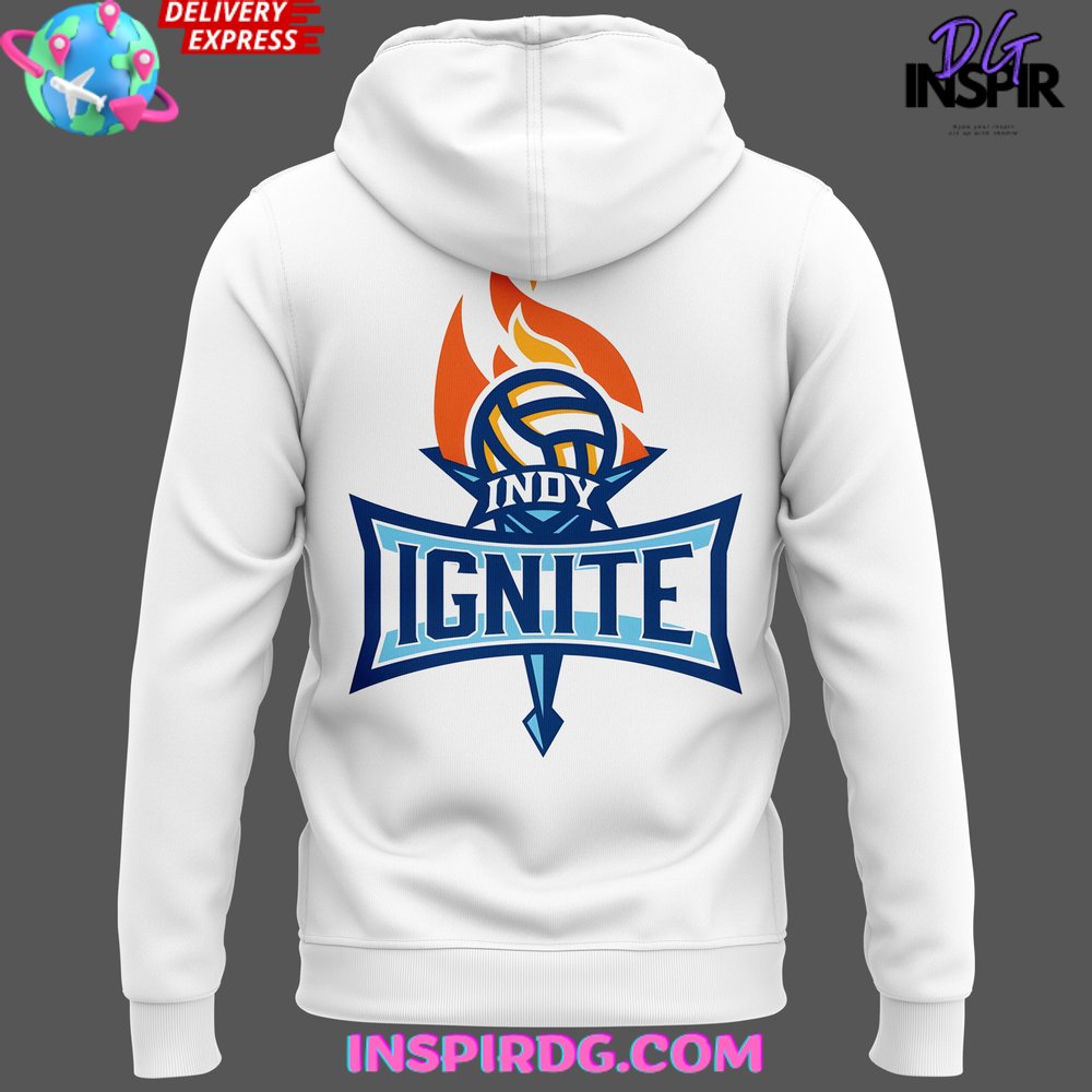 Indy Ignite Pro Volleyball 2024 White Hoodie - InspirDG