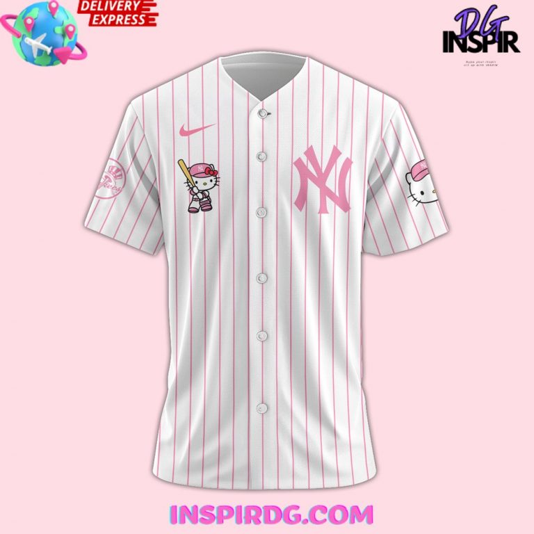 Hello Kitty x New York Yankees 2024 Pink Baseball Jersey - InspirDG