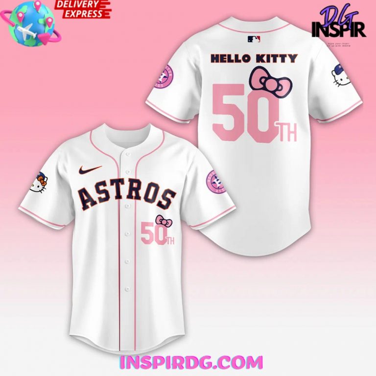 Houston Astros Hello Kitty 50th Anniversary Baseball Jersey - InspirDG
