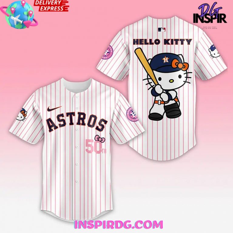 Houston Astros Hello Kitty Stripe Baseball Jersey - InspirDG