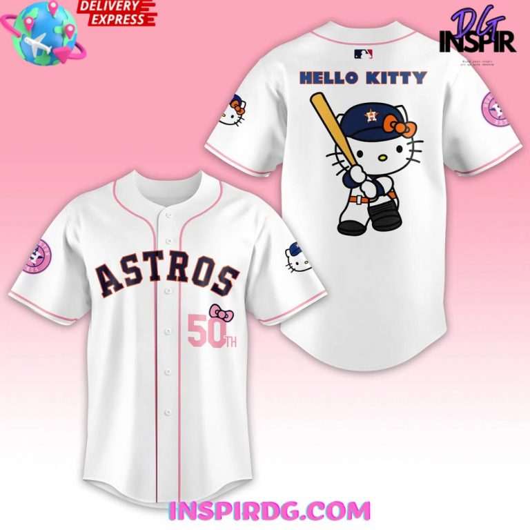 Houston Astros x Hello Kitty Night White Baseball Jersey - InspirDG