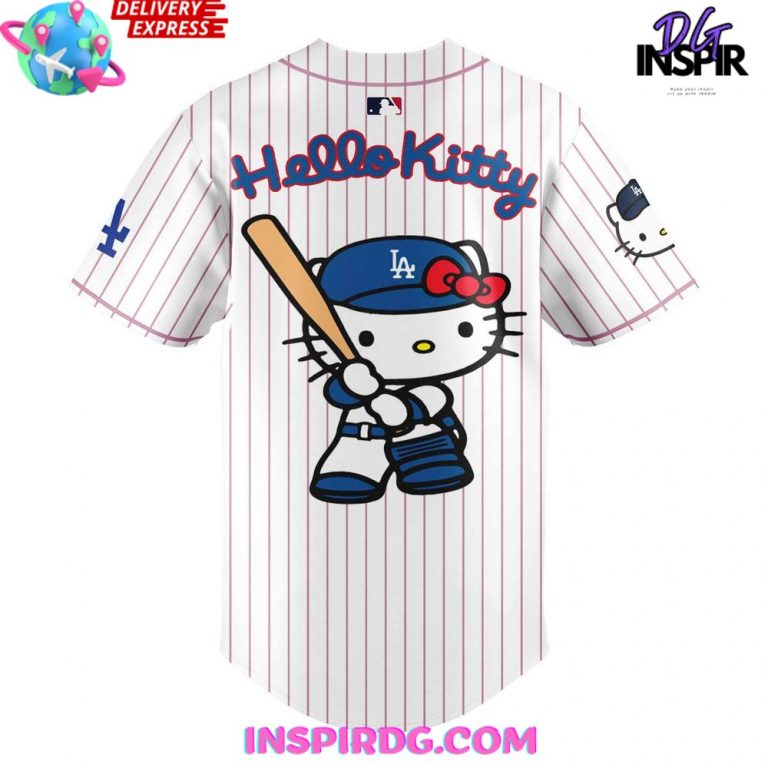 Los Angeles Dodgers x Hello Kitty Night Stripe Baseball Jersey - InspirDG