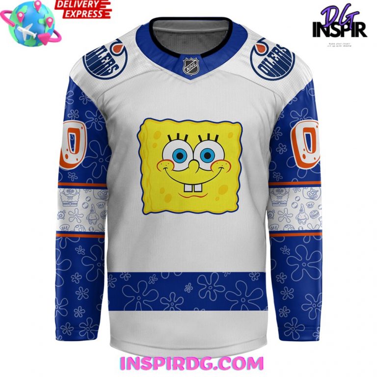 Edmonton Oilers Spongebob 25th Anniversary Custom Hockey Jersey - InspirDG