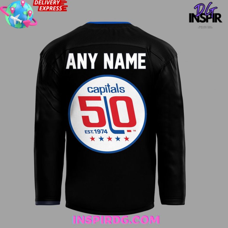 Washington Capitals 50th Anniversary Special Black Hockey Jersey - InspirDG